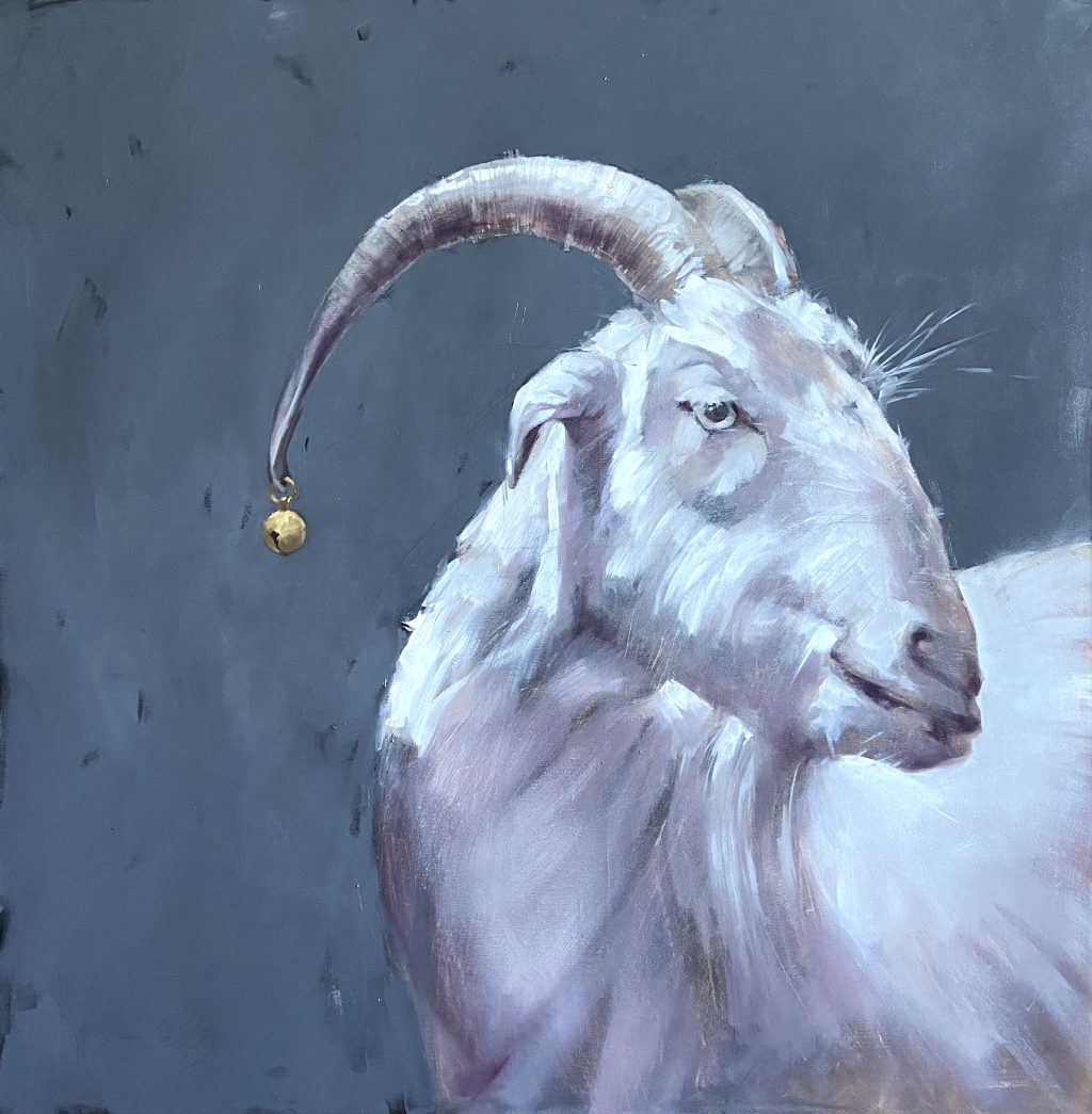 Portrait of a Goat with a Jingle Bell Original Oil Painting for Sale by ...