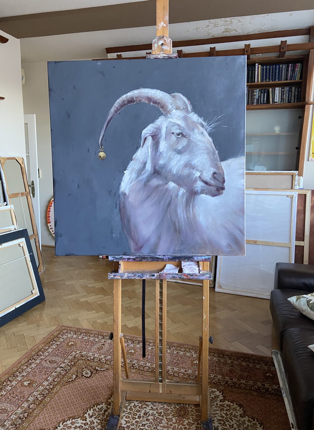 Portrait of a Goat with a Jingle Bell Original Oil Painting for Sale by ...